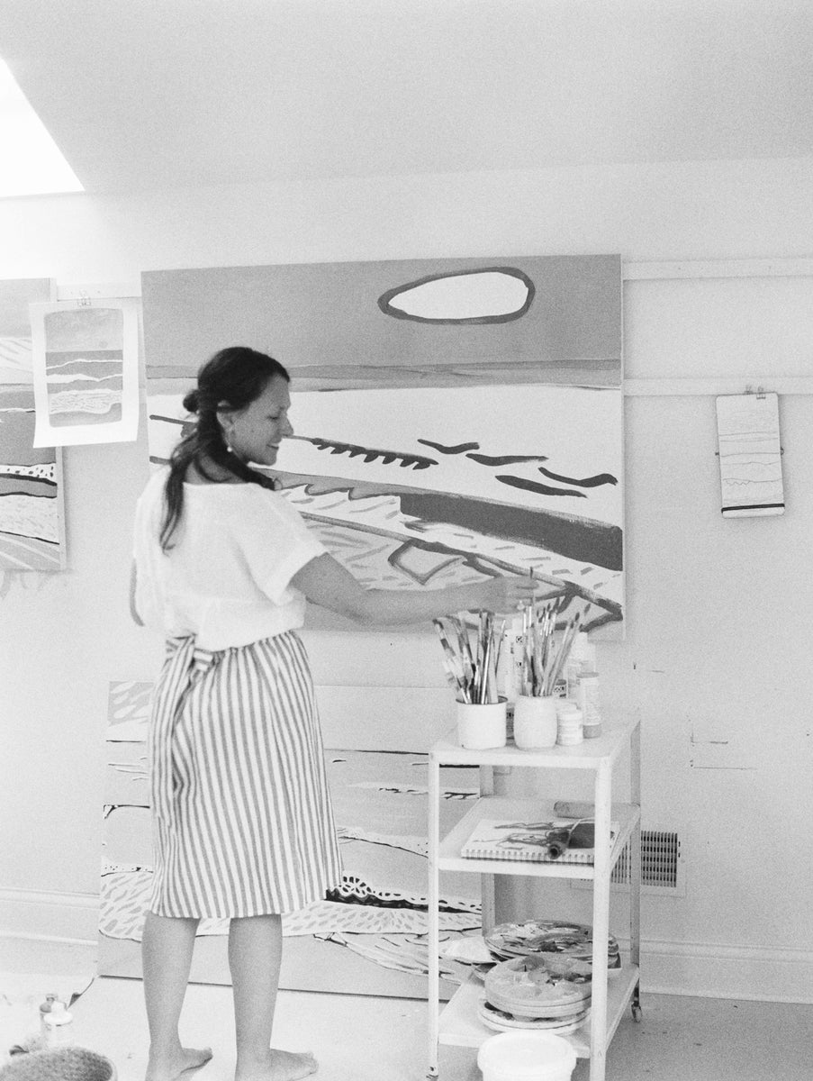 In the Studio with my "Seaside" on canvas collection – Andrea Naylor