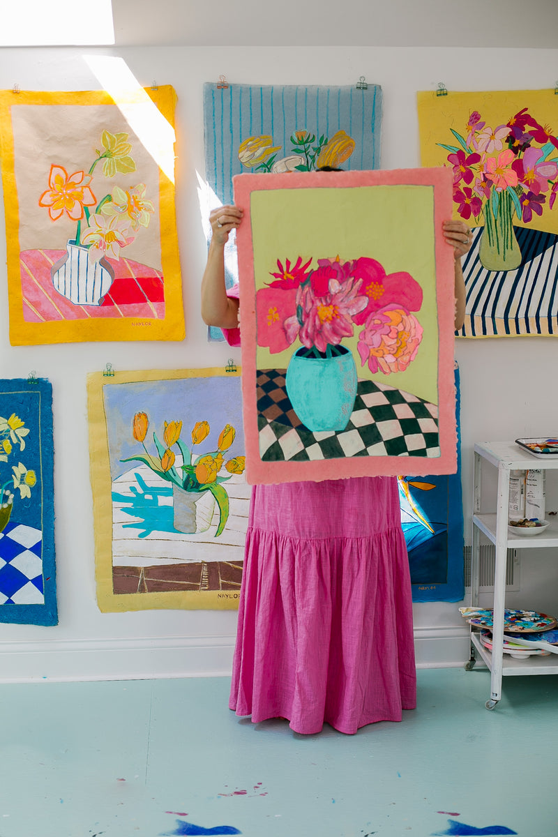 Flowers on Paper Collection- in the studio – Andrea Naylor